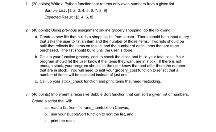 Solved 1 20 Points Write A Python Function That Returns 5835