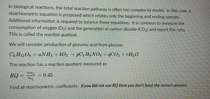 Solved In biological reactions, the total reaction pathway | Chegg.com