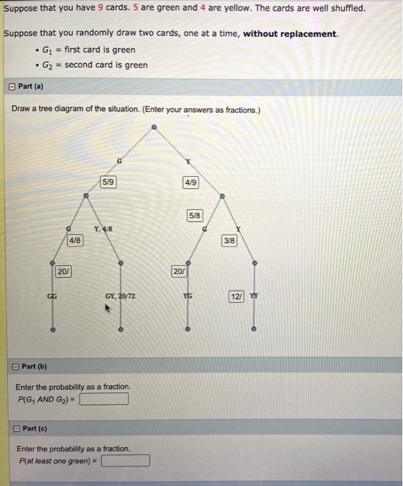 Solved Suppose that you have 9 cards. 5 are green and 4 are | Chegg.com Solved Suppose that you have 9 cards. 5 are green and 4 are | Chegg.com