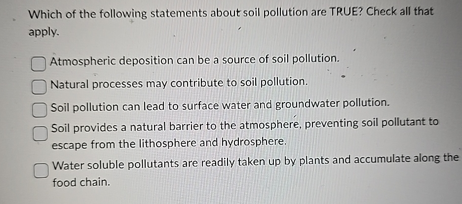 Solved Which of the following statements about soil | Chegg.com