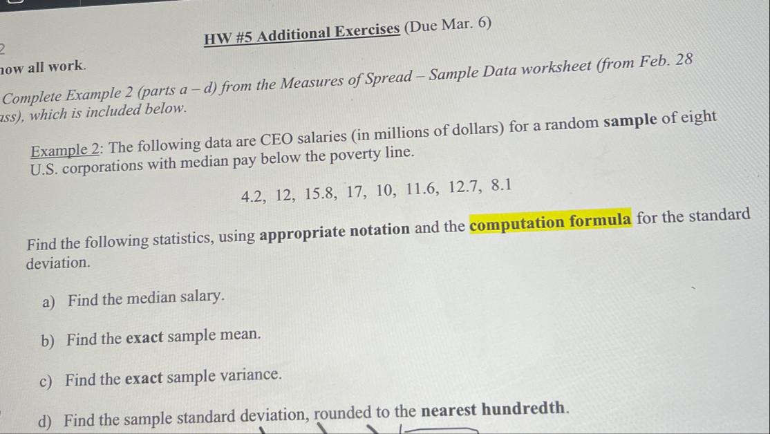 Solved HW #5 ﻿Additional Exercises (Due Mar. 6)Complete | Chegg.com