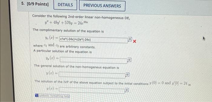 Solved Consider the following 2nd-order linear | Chegg.com