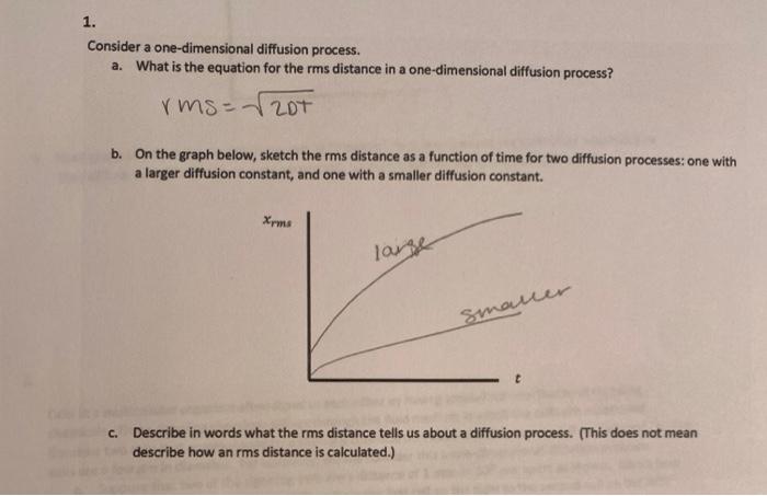 Solved 1. Consider a one-dimensional diffusion process. a. | Chegg.com