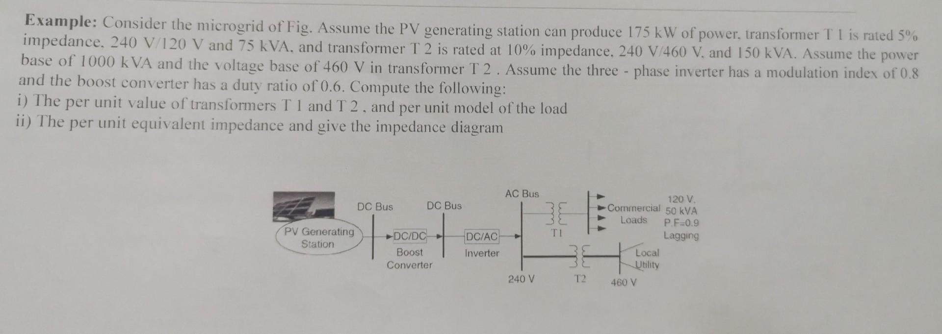 Solved Example: Consider the microgrid of Fig. Assume the PV | Chegg.com
