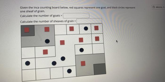 Solved Given the inca counting board below, red squares | Chegg.com
