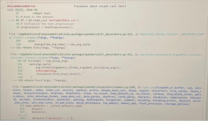 Solved UnicodeDecodeError Cell In[2], line 42 Traceback | Chegg.com