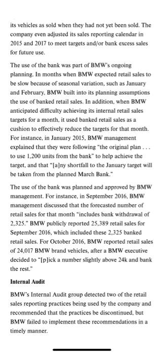 Solved Case 6-8 BMW's Sales Reporting Practices The SEC | Chegg.com