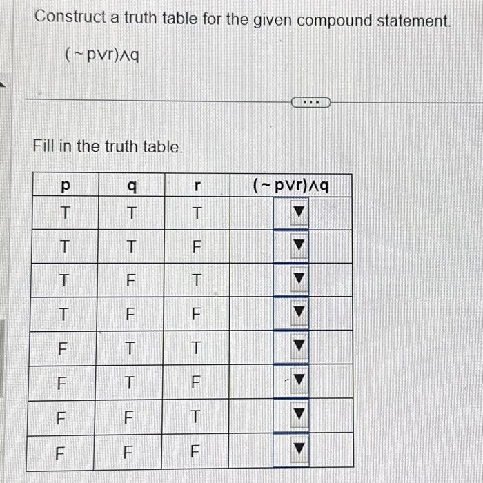 Solved Construct a truth table for the given compound | Chegg.com