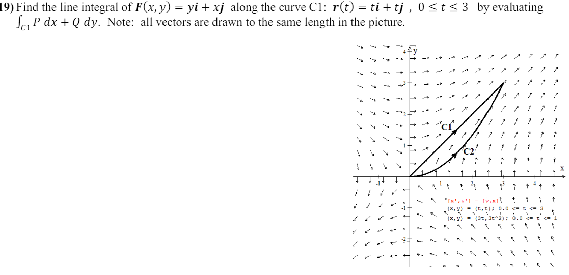Solved Find the line integral of F(x,y)=yi+xj ﻿along the | Chegg.com