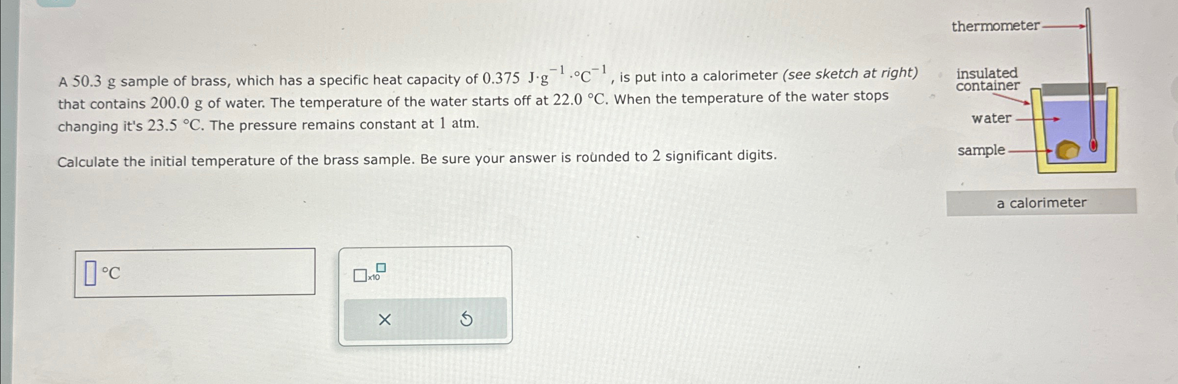 Solved A 50.3g ﻿sample of brass, which has a specific heat | Chegg.com