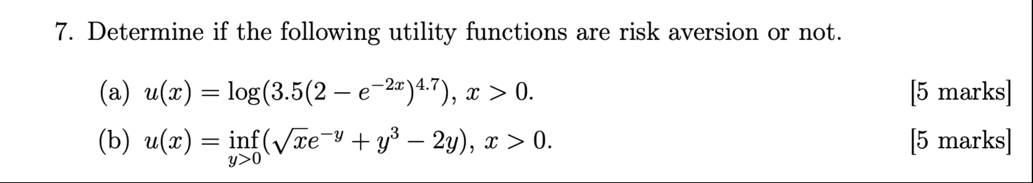 Solved Determine if the following utility functions are risk | Chegg.com