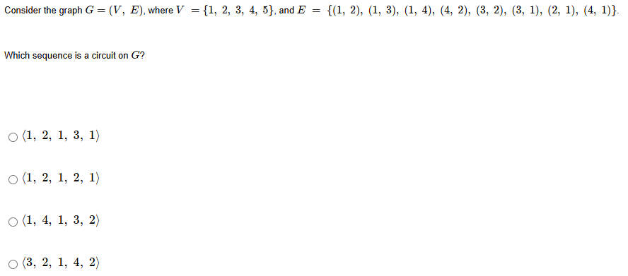 Solved Consider the graph G=(V,E), ﻿where V={1,2,3,4,5}, | Chegg.com
