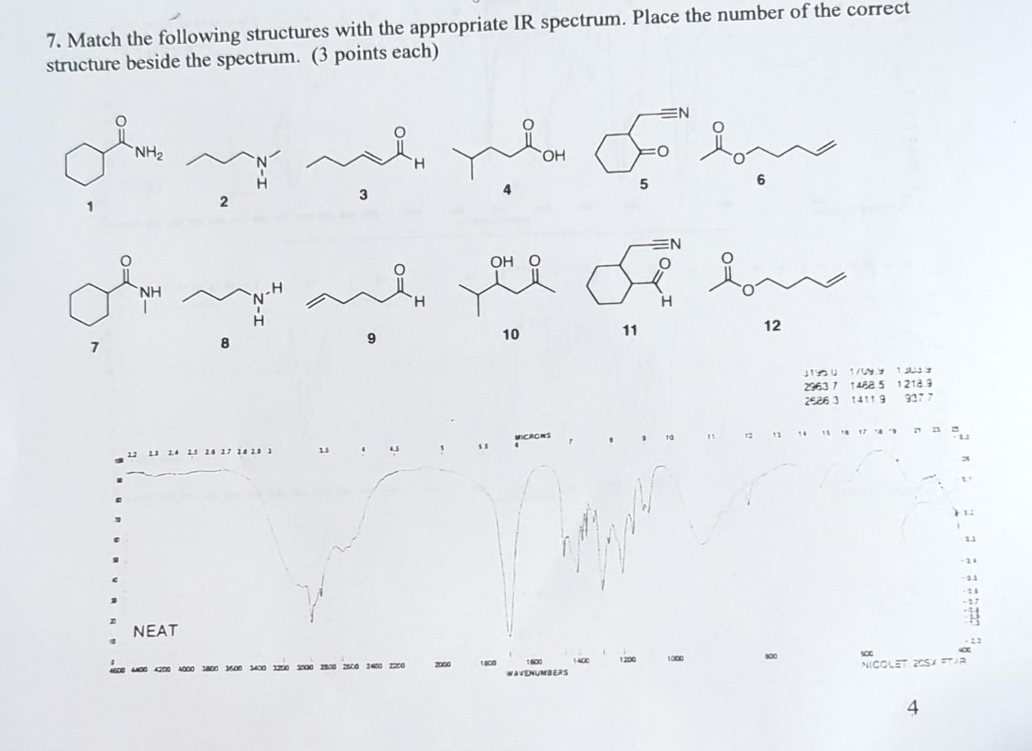 Solved 7. Match the following structures with the | Chegg.com