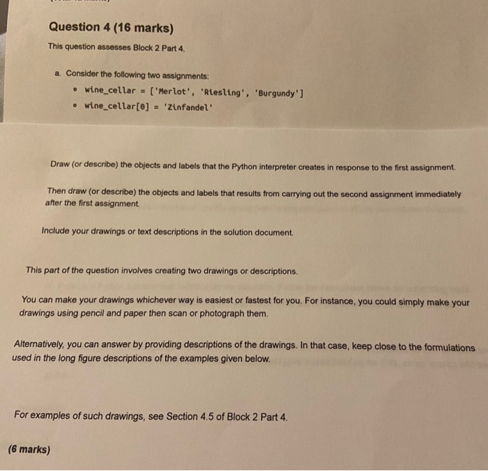 Question 4 (16 marks) This question assesses Block 2 | Chegg.com Question 4 (16 marks) This question assesses Block 2 | Chegg.com