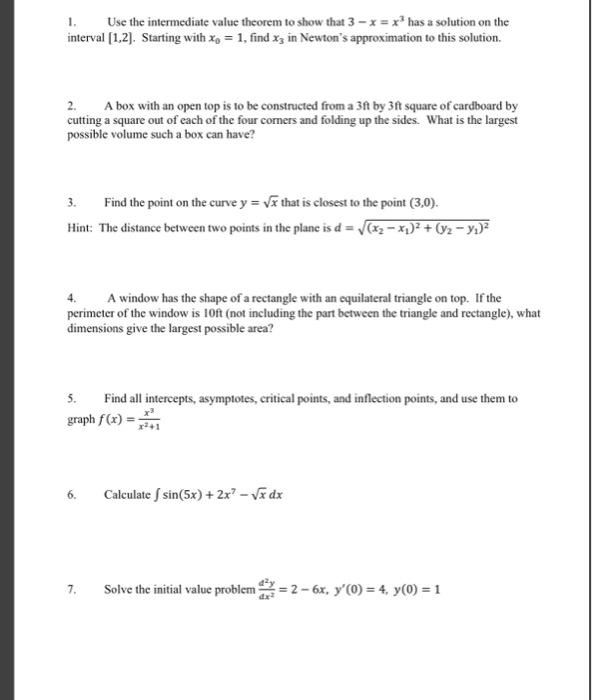 Solved 3. Find the point on the curve 𝑦 = √𝑥 that is | Chegg.com