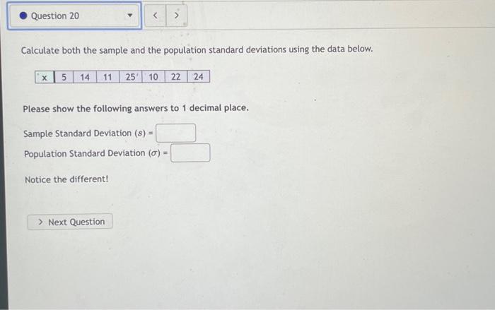 Solved Calculate both the sample and the population standard | Chegg.com
