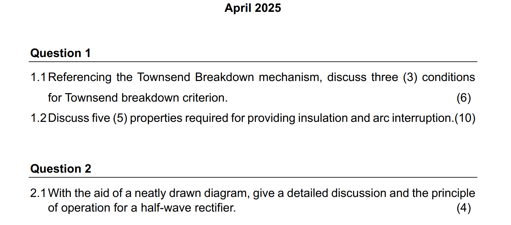 Solved April 2025 ﻿Question 1 1.1 ﻿Referencing the Townsend | Chegg.com