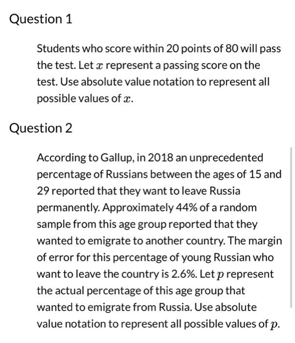 Solved Students who score within 20 points of 80 will pass | Chegg.com