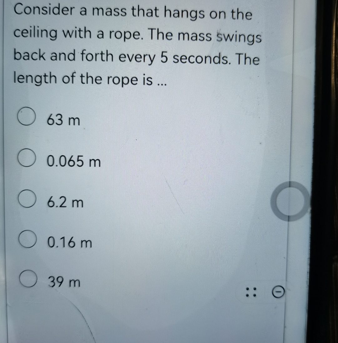 Solved Consider a mass that hangs on the ceiling with a | Chegg.com