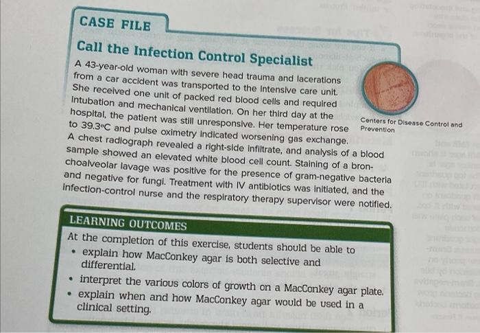 Solved CASE FILE Call the Infection Control Specialist A | Chegg.com