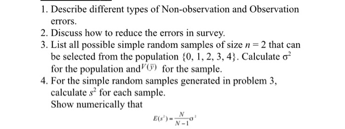 Solved 1. Describe different types of Non-observation and | Chegg.com