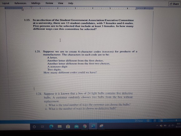 Solved Layout References Mailings Review View Help Share
