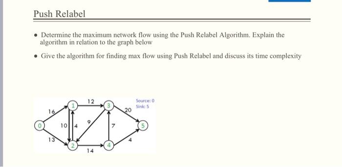 - Determine the maximum network flow using the Push | Chegg.com - Determine the maximum network flow using the Push | Chegg.com
