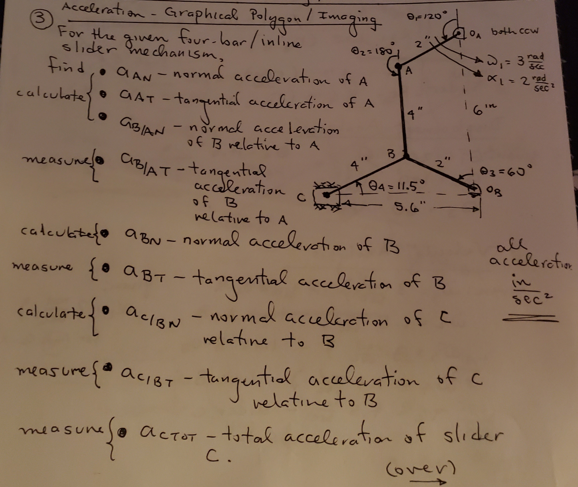 Solved For the given four-bar/inline slider mechanism, | Chegg.com