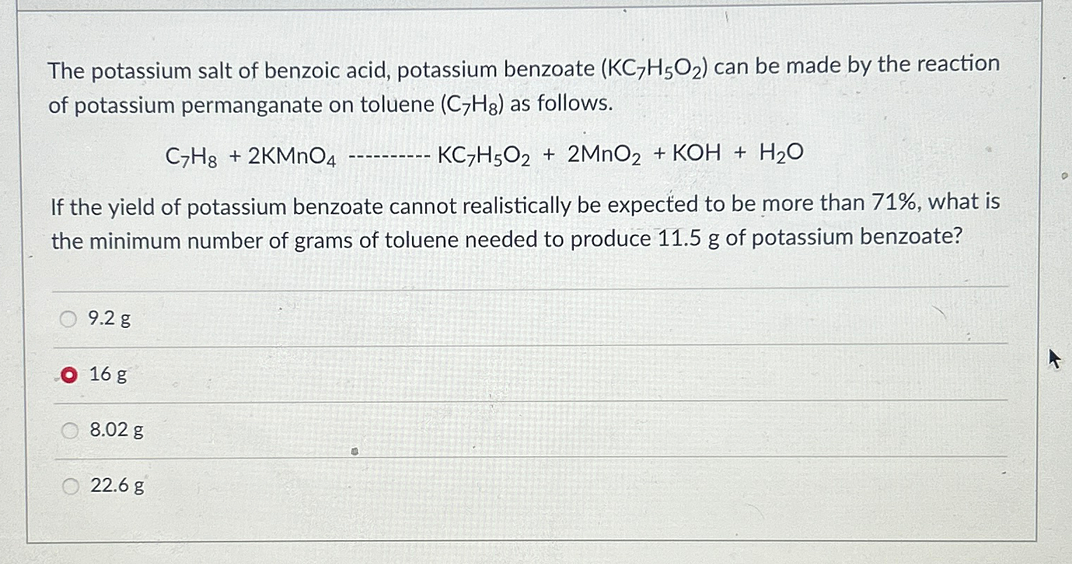 Solved The potassium salt of benzoic acid, potassium | Chegg.com