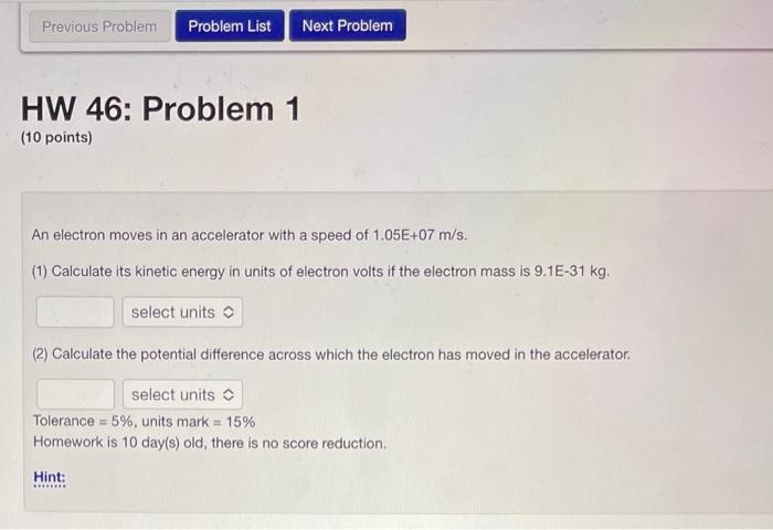 Solved An electron moves in an accelerator with a speed of | Chegg.com