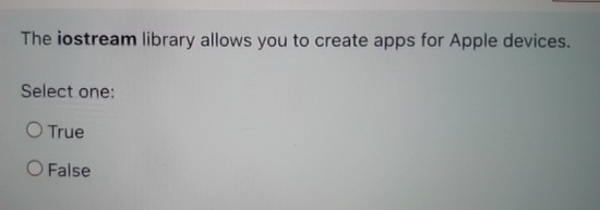 Solved The iostream library allows you to create apps for | Chegg.com