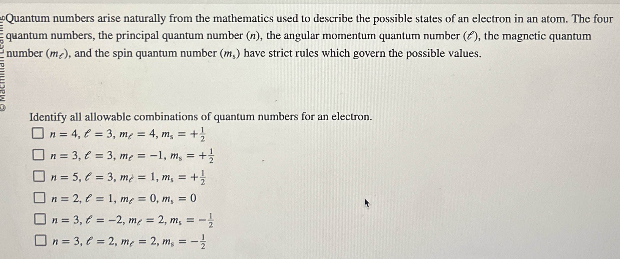 Solved Quantum numbers arise naturally from the mathematics | Chegg.com