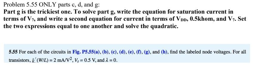 Solved Problem 5.55 ONLY parts c, d, and g: Part g is the | Chegg.com