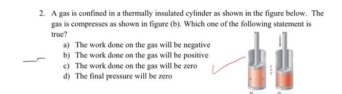 Solved 2. A gas is confined in a thermally insulated | Chegg.com