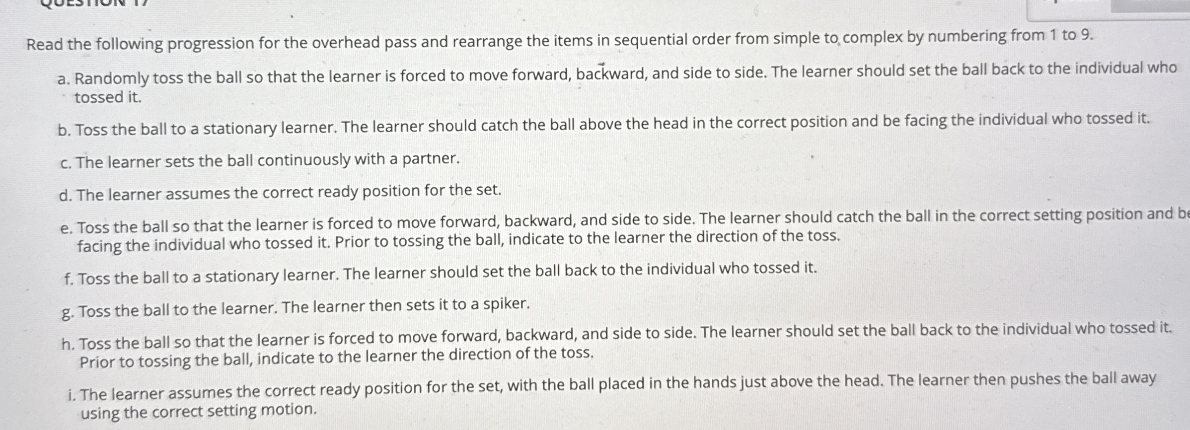 Read the following progression for the overhead pass | Chegg.com
