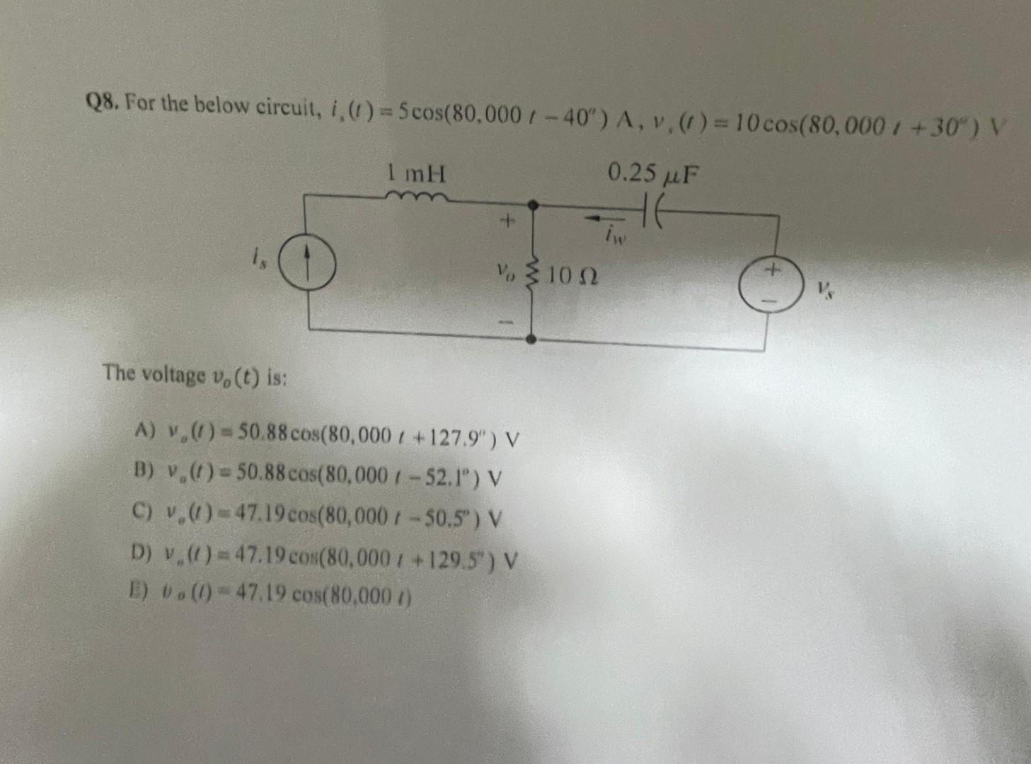 Solved Q8. For the below circuit, | Chegg.com