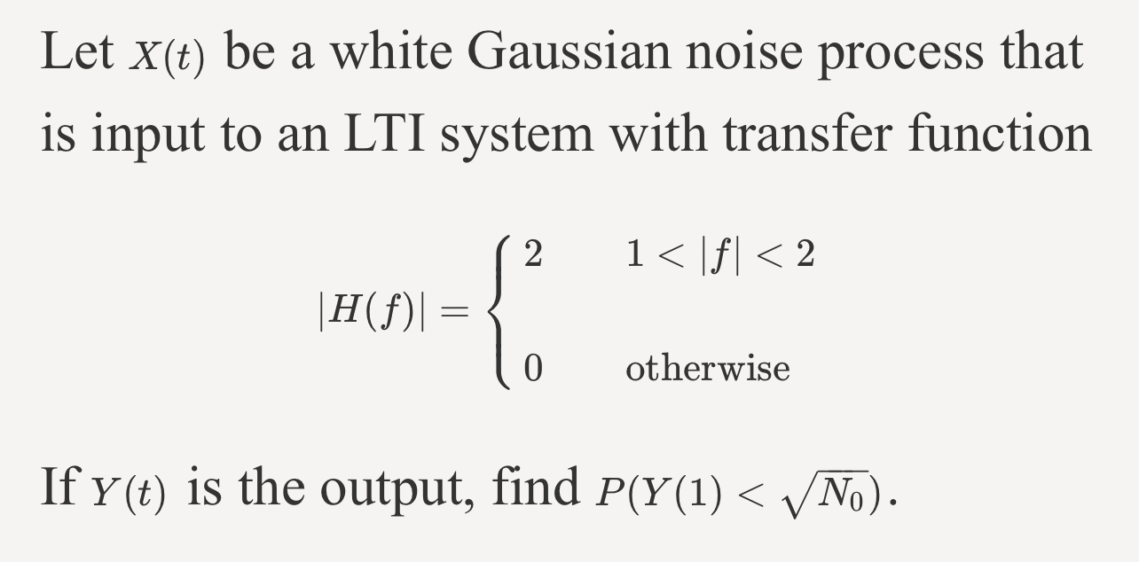 Solved Let x(t) ﻿be a white Gaussian noise process that is | Chegg.com