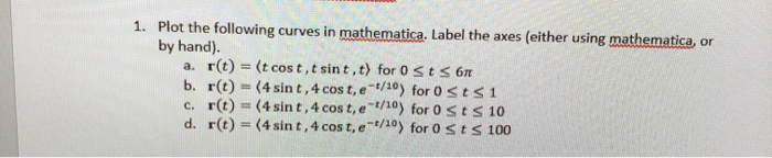 Solved 1. Plot the following curves in mathematica. Label | Chegg.com