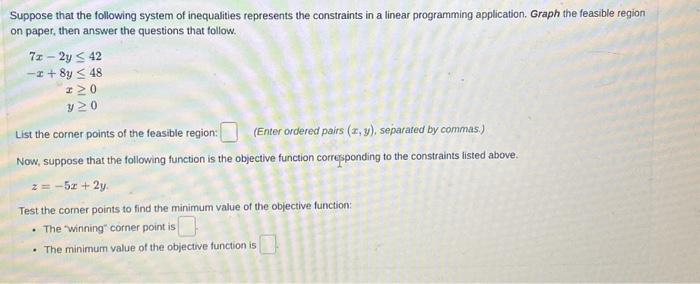 Solved Suppose that the following system of inequalities | Chegg.com