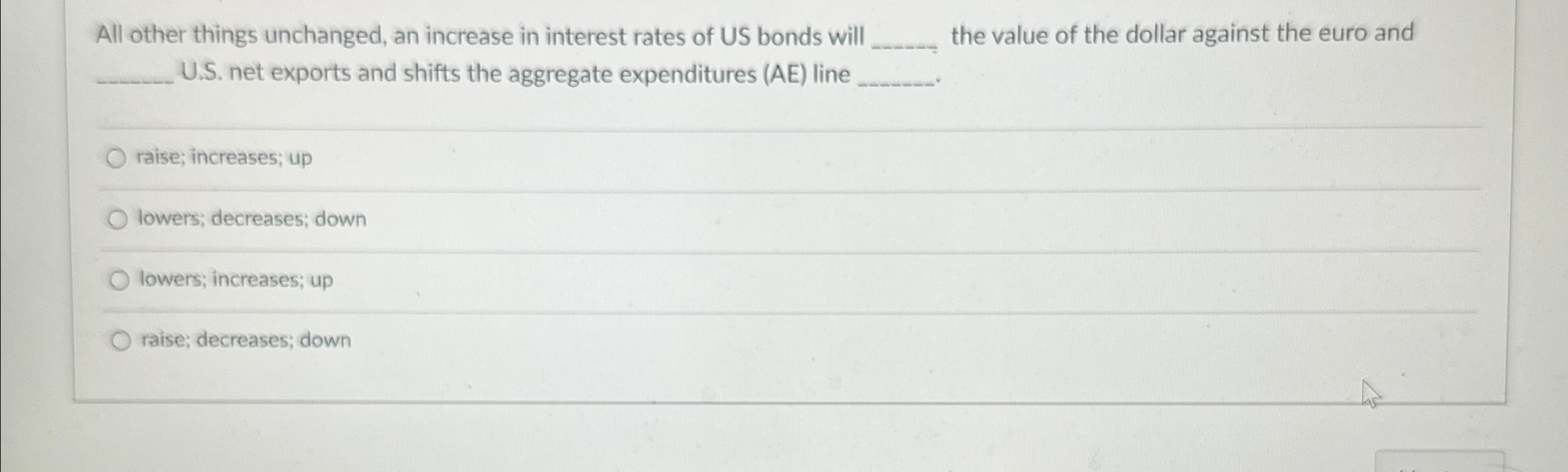 Solved All other things unchanged, an increase in interest | Chegg.com
