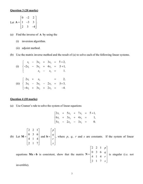 Solved Let M and N be 3×3 matrices such that det(M)=R+2 and | Chegg.com