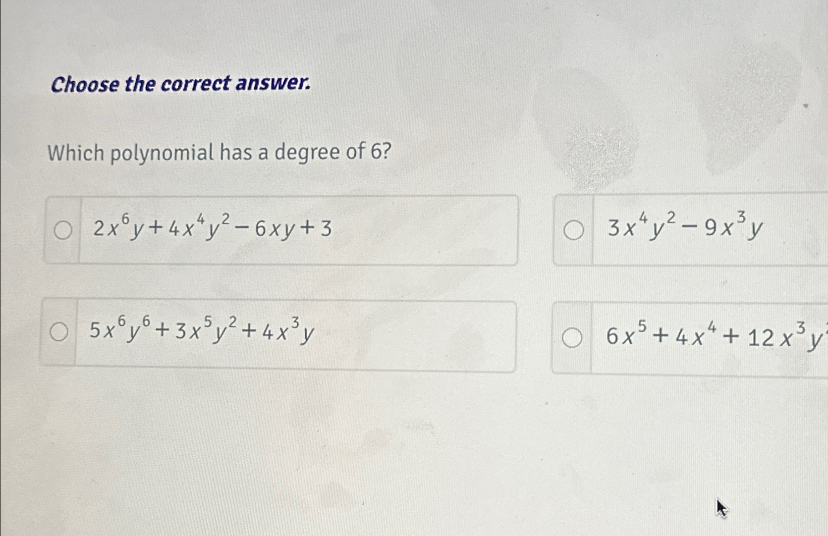 Solved Choose the correct answer.Which polynomial has a | Chegg.com