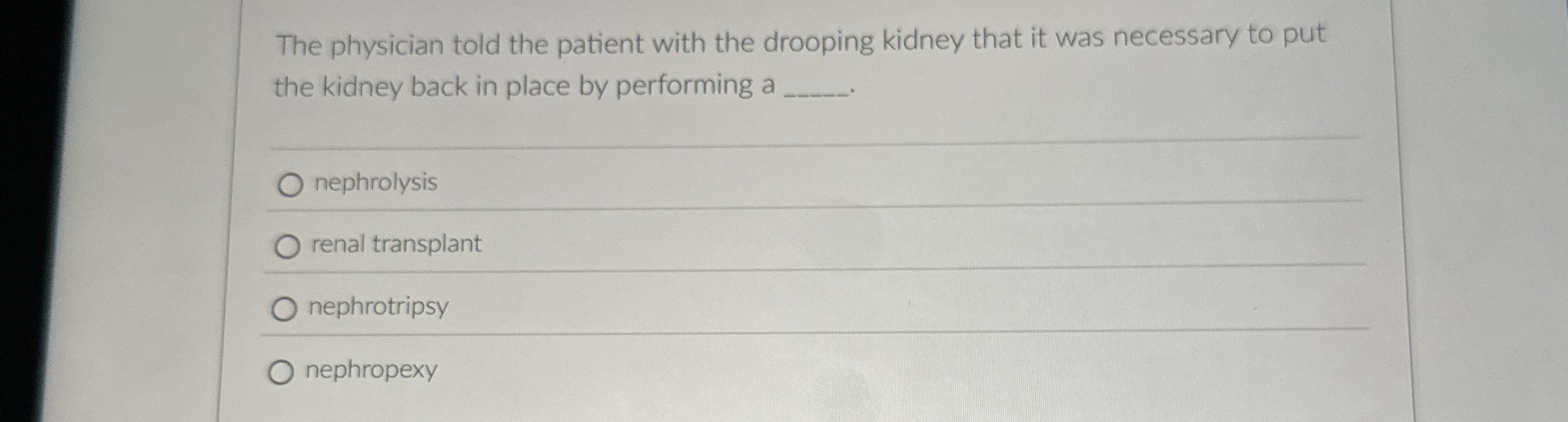 Solved The physician told the patient with the drooping | Chegg.com