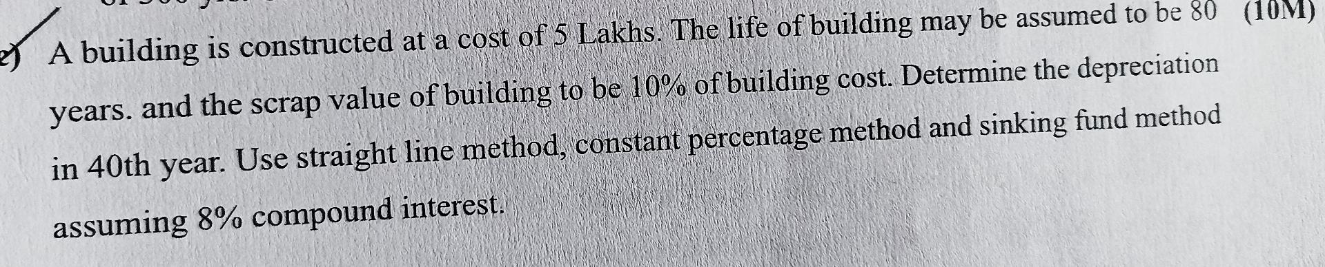 Solved A building is constructed at a cost of 5 ﻿Lakhs. The | Chegg.com