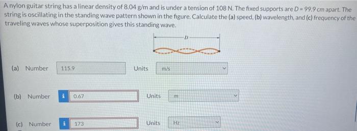 Solved A nylon guitar string has a linear density of 8.04 | Chegg.com