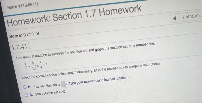 Solved Math 1110 06 1 Homework Section 1 7 Homework 6 Of