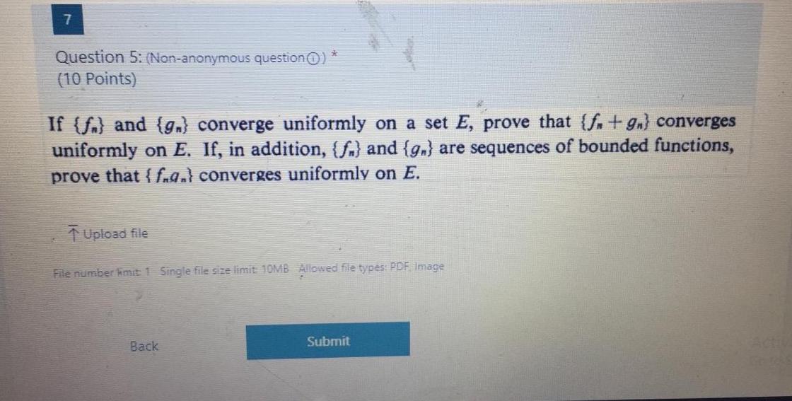 Solved 7 Question 5: (Non-anonymous question 0)* (10 Points) | Chegg.com
