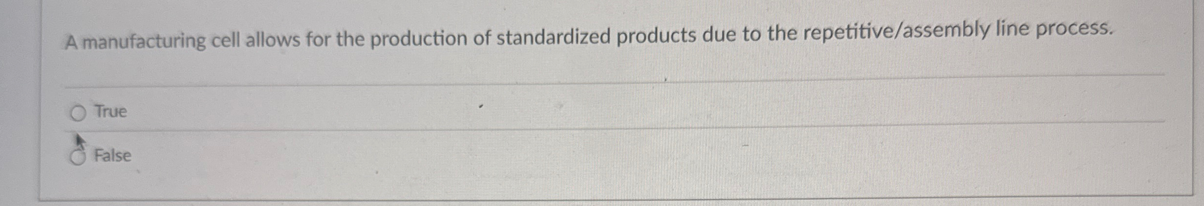 Solved A manufacturing cell allows for the production of | Chegg.com