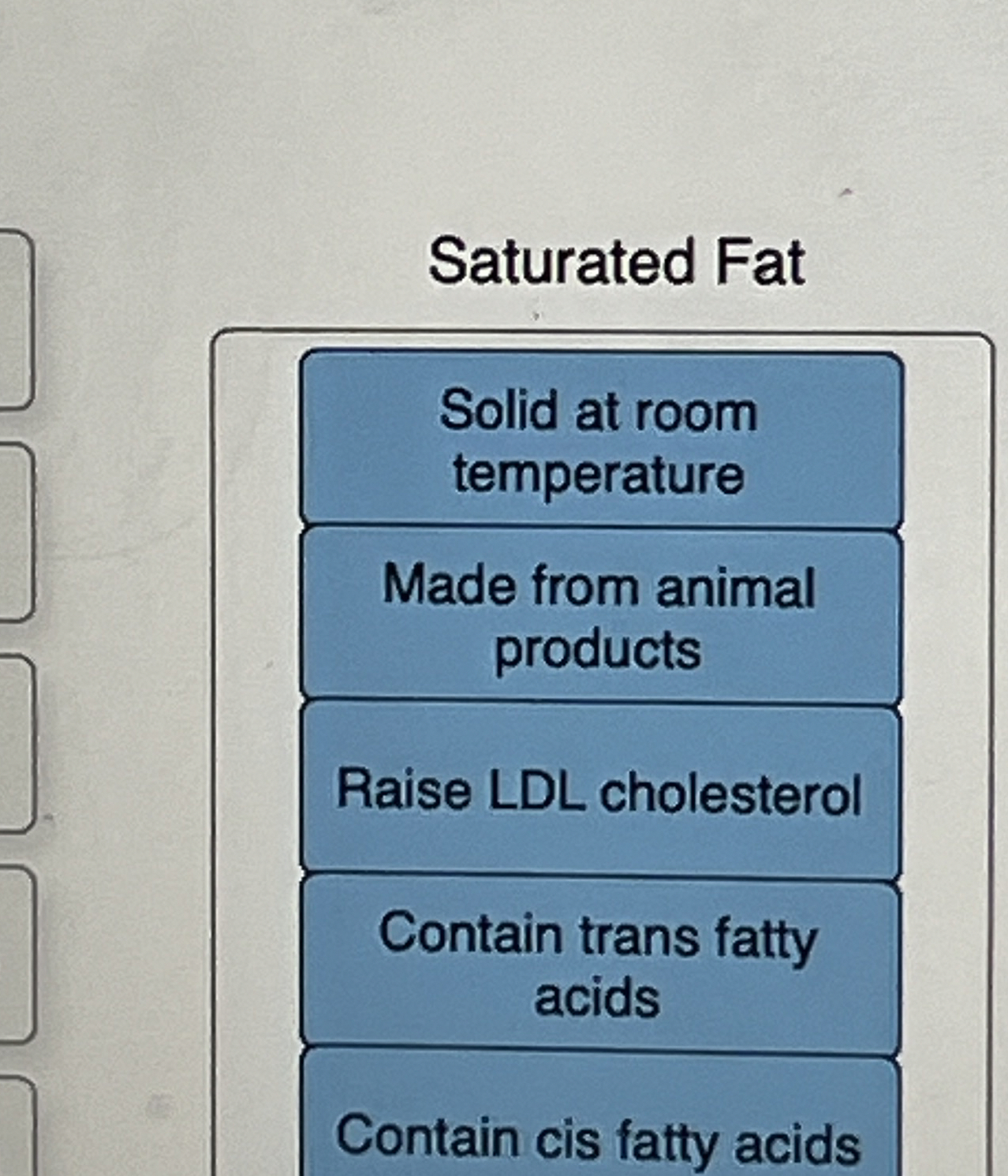 Solved Saturated FatSolid at room temperatureMade from | Chegg.com