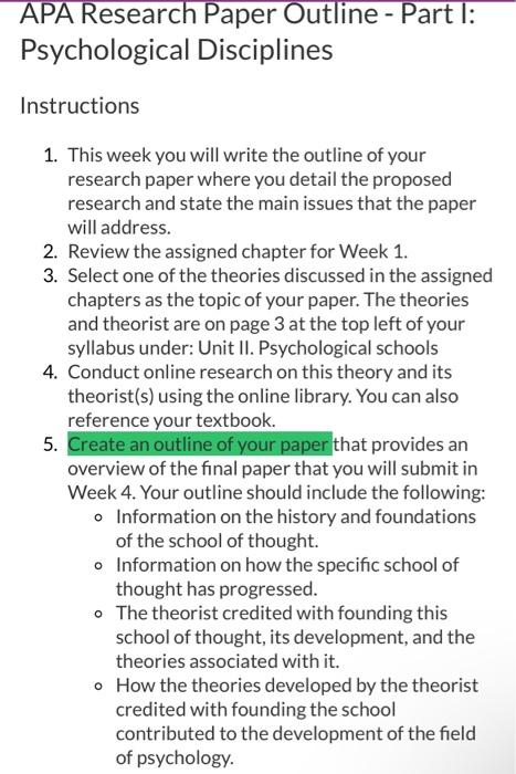5. Create an outline of your paper that provides an | Chegg.com